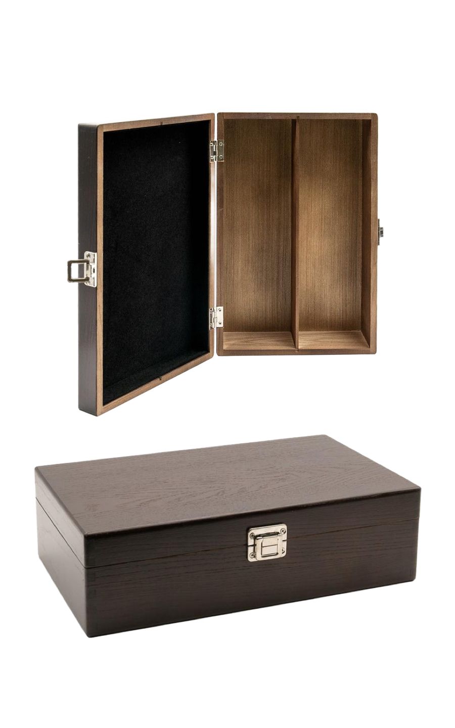 Buy 2 Bottle Luxury Elm Wood Box with Black Velvet Lining - VINVM