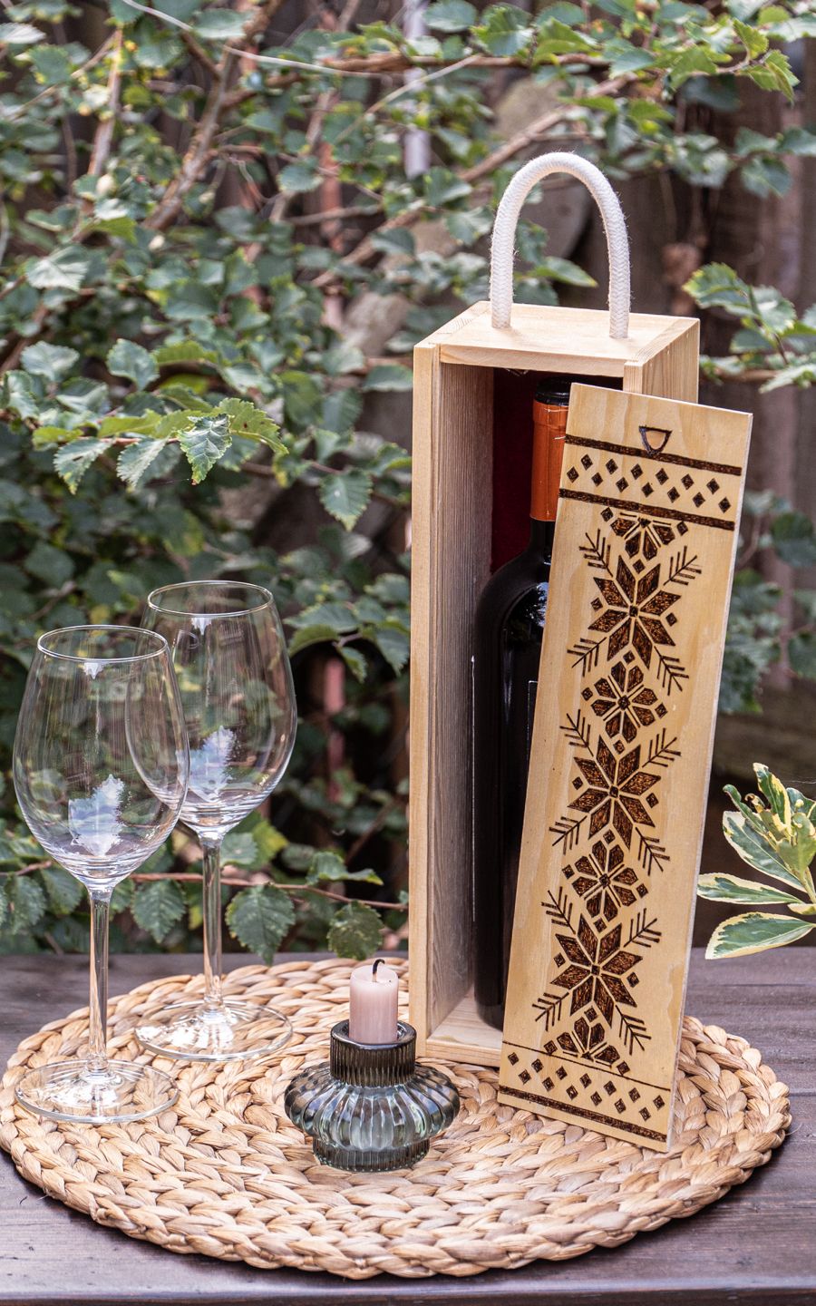 Buy 1 Bottle Hand Burned Pre-Made Wine Box - VINVM