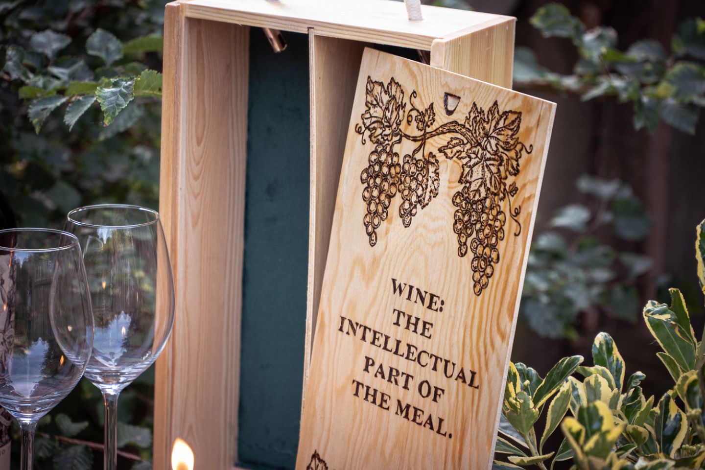 Buy 2 Bottle Hand Burned Pre-Made Wine Box - VINVM