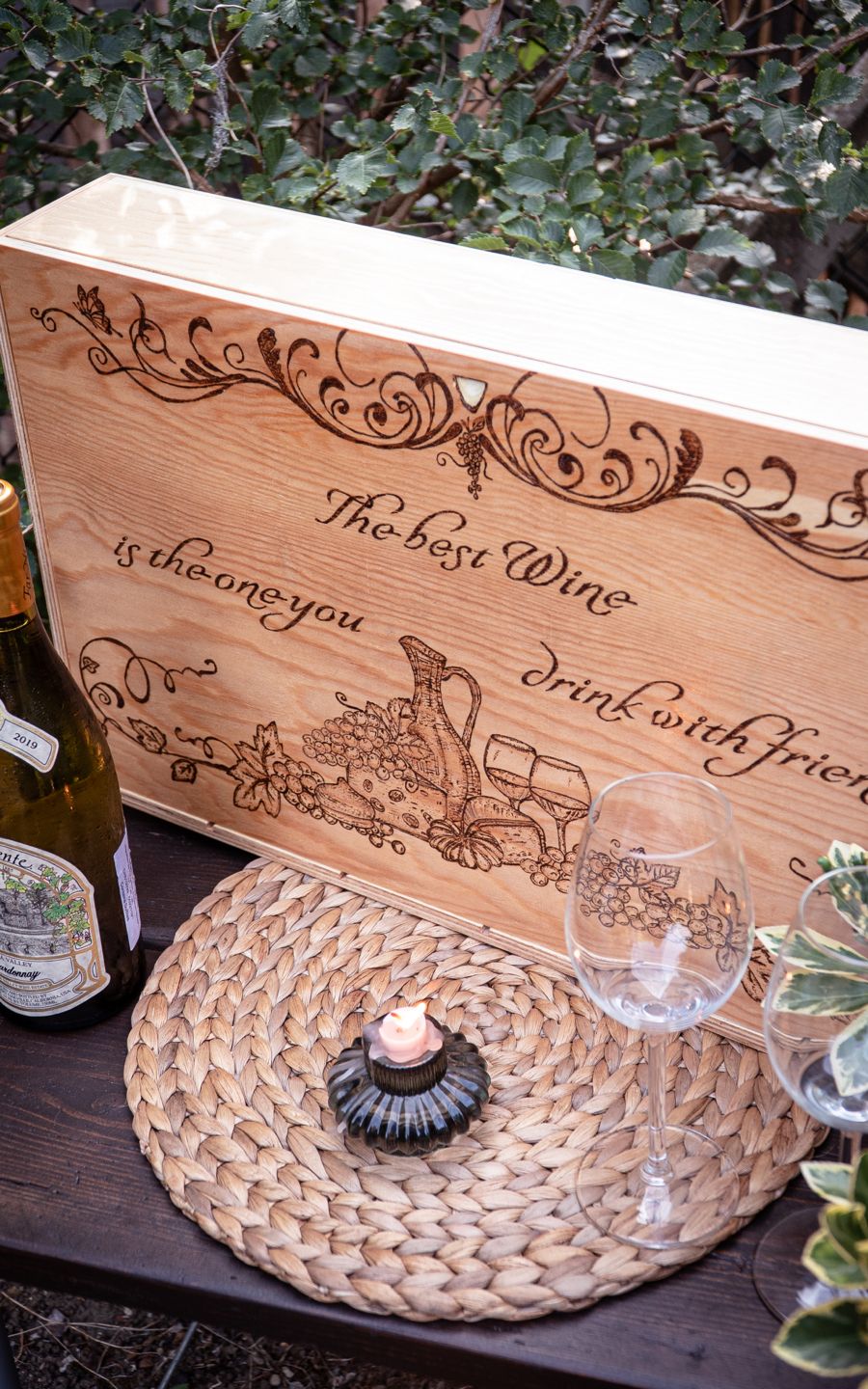 Buy 6 Bottle Hand Burned Pre-Made Wine Box - VINVM
